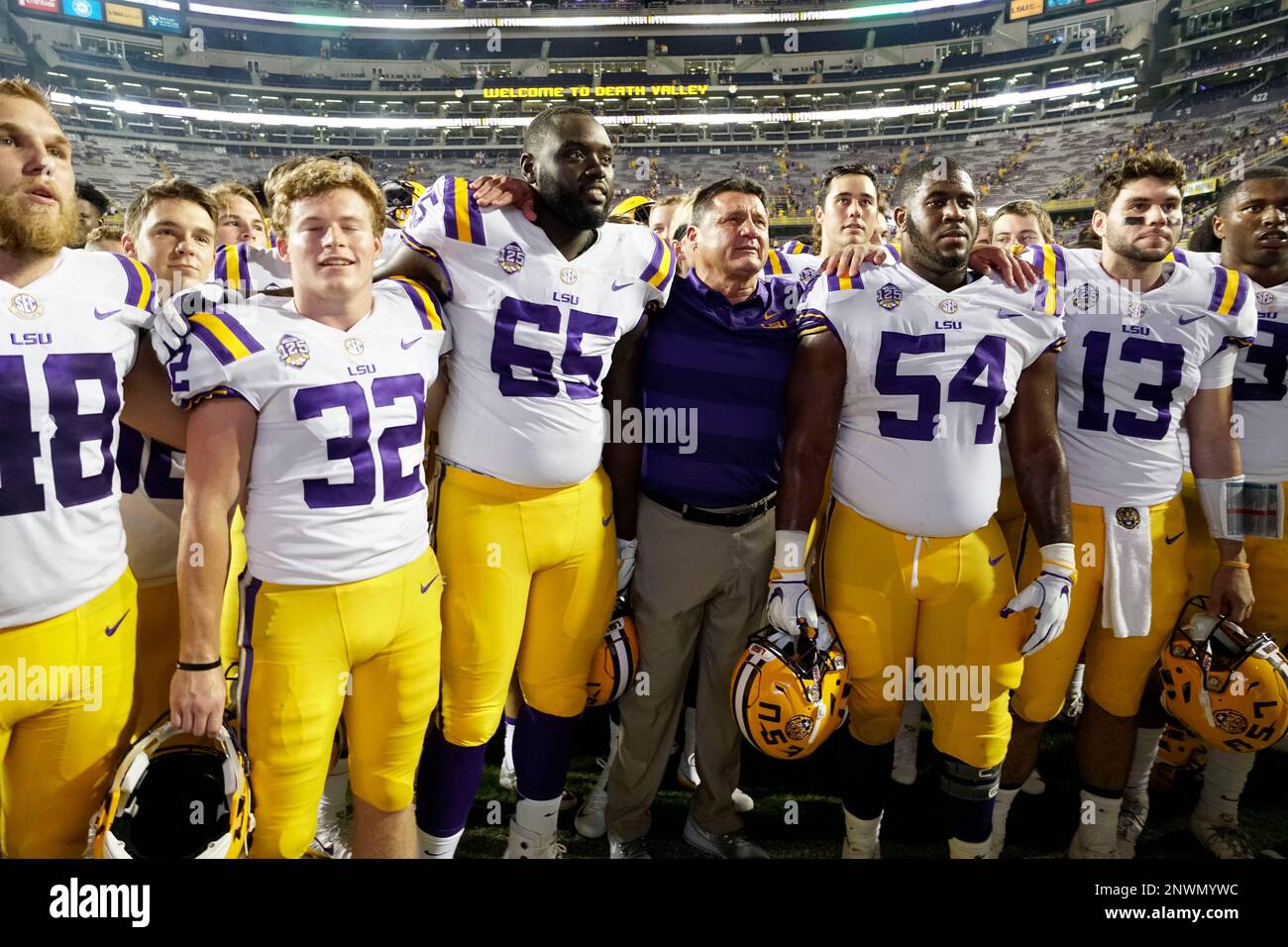 BATON ROUGE, LA - SEPTEMBER 08: LSU Tigers head coach Ed Orgeron with ...
