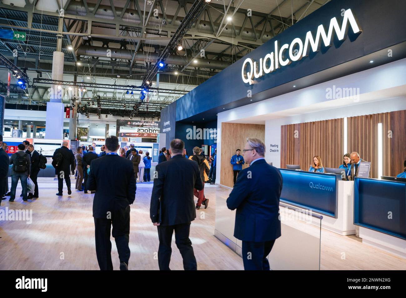 Barcelona , Spain - February 28 2023: Mobile world congress 2023 in ...