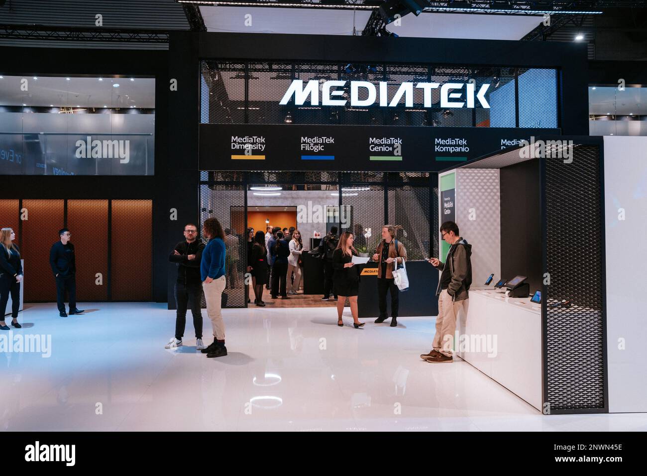 Barcelona , Spain - February 28 2023: Mobile world congress 2023 in ...