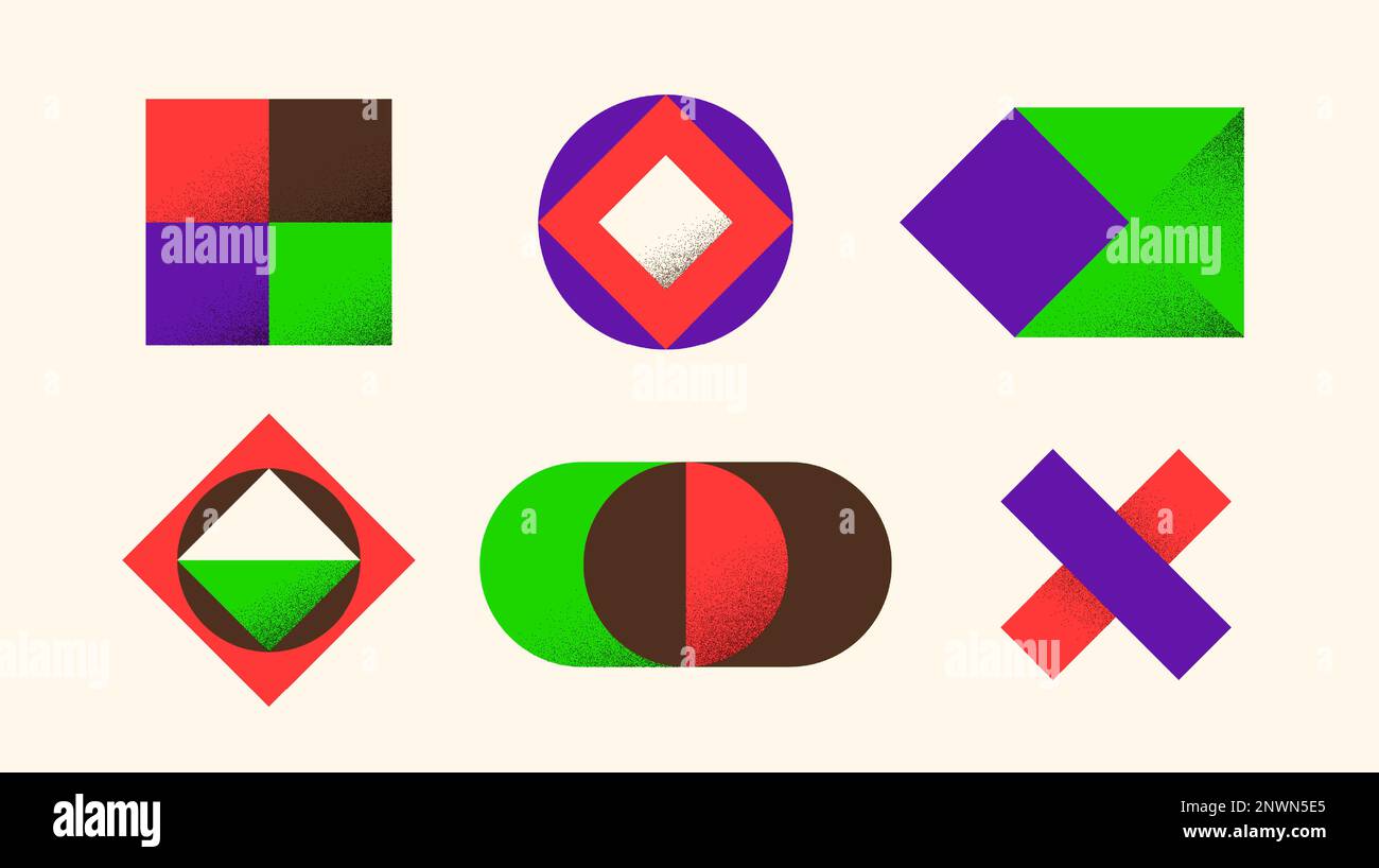 Brutalist shapes set. Geometric primitives collection. Abstract forms in bauhaus or memphis ...