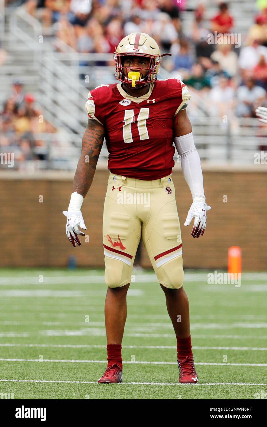 CHESTNUT HILL, MA - SEPTEMBER 08: Boston College defensive end Wyatt ...