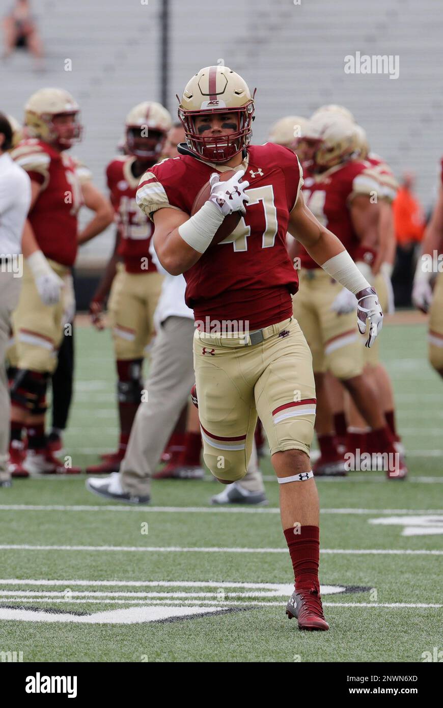 CHESTNUT HILL, MA - SEPTEMBER 08: Boston College linebacker Colton ...