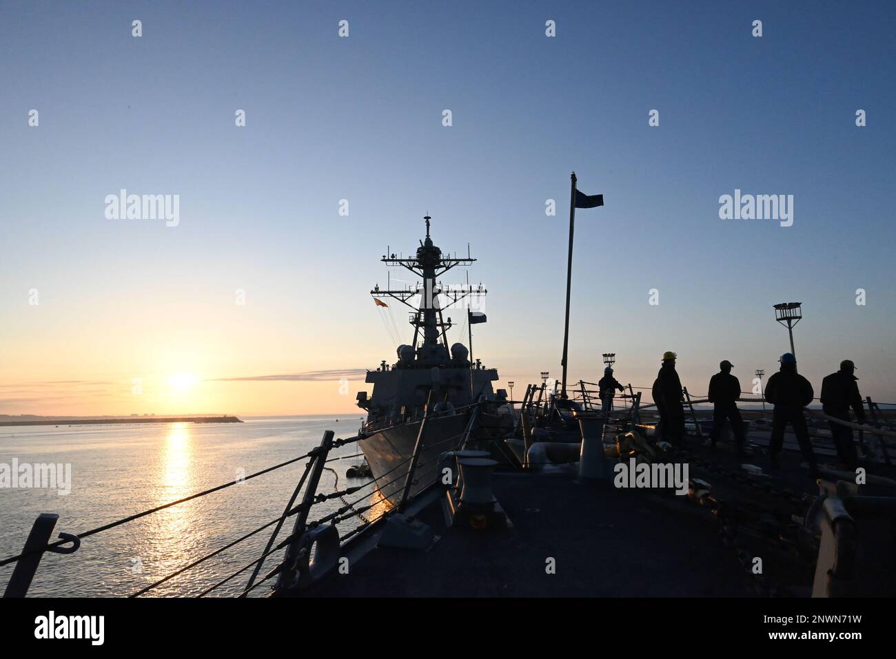 23106-N-DH616-0002 ROTA, SPAIN (JAN 06, 2023) - Sailors stand watch as ...