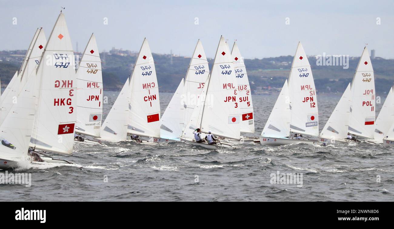 Sailors compete during the Men's 470 class of the Sailing World Cup at ...