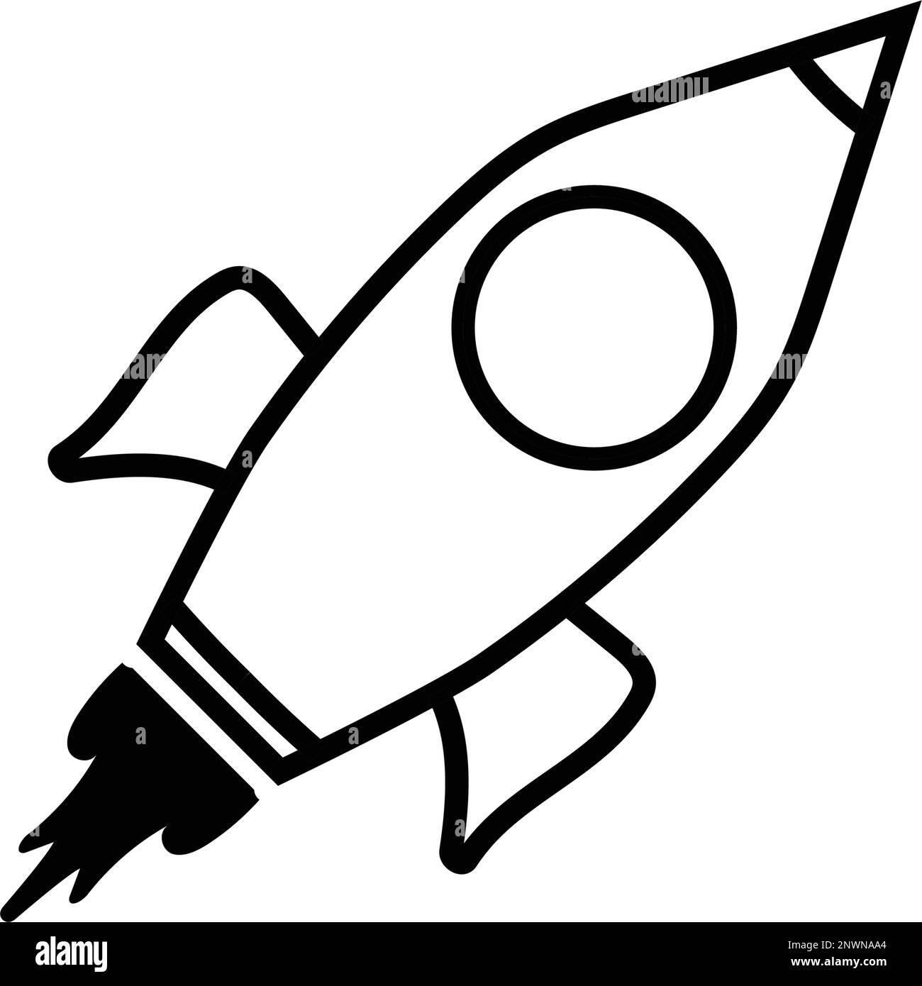 Vector doodle rocket launch icon Stock Vector Images - Alamy