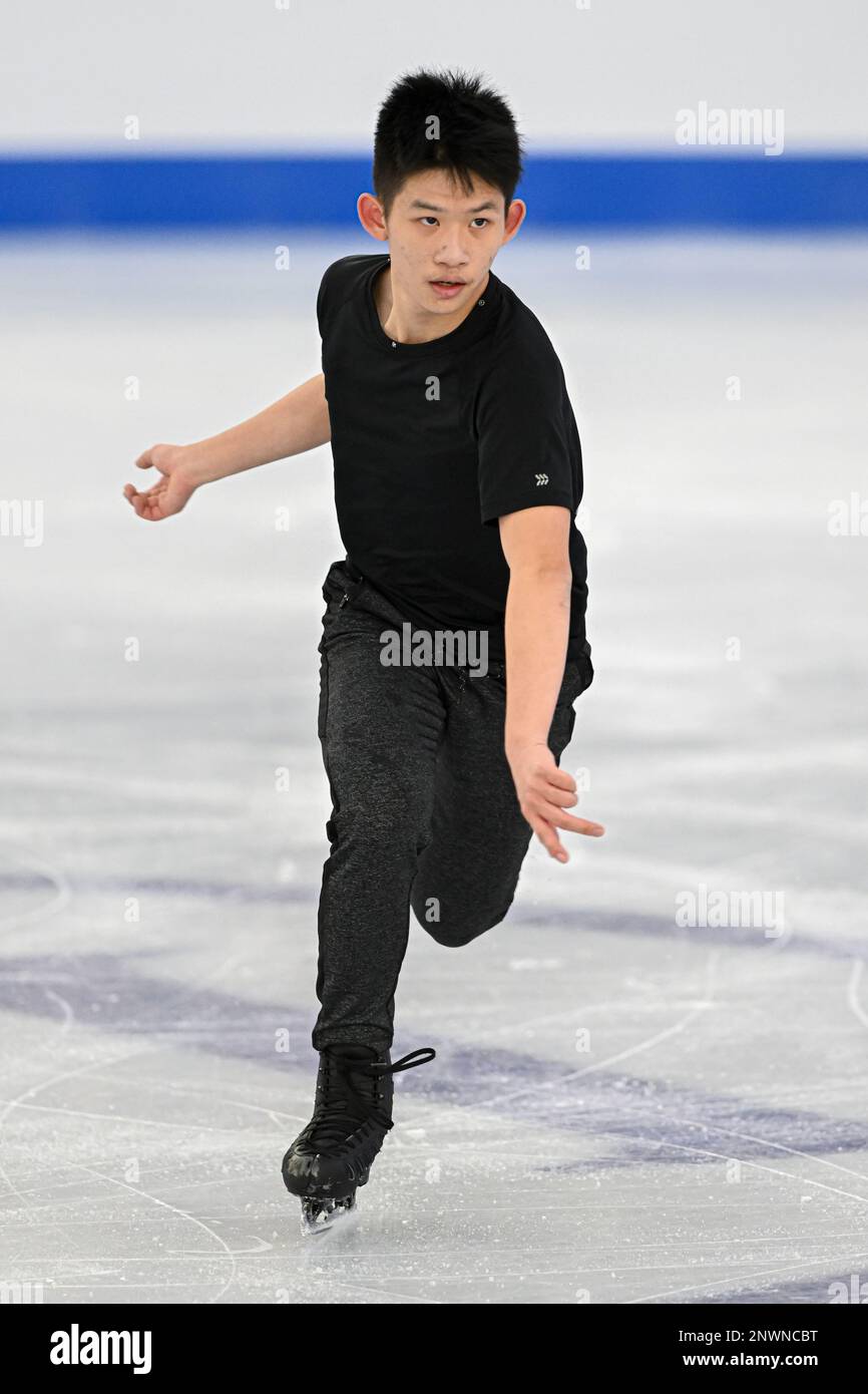 Yu-Hsiang LI (TPE), during Men Practice, at the ISU World Junior Figure ...