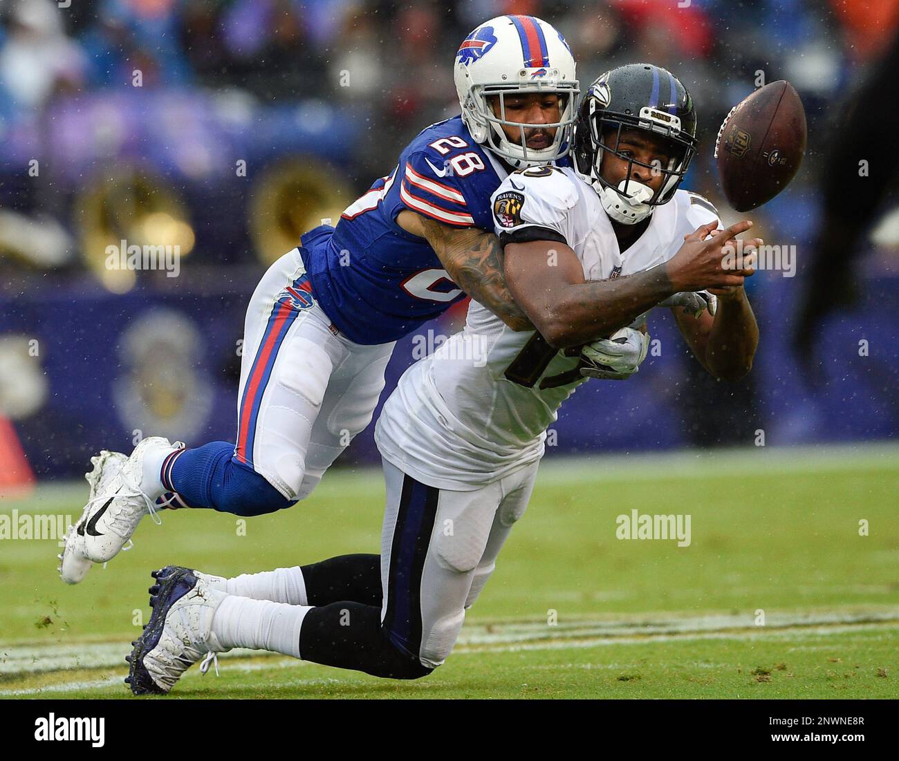 Buffalo Bills defensive back Phillip Gaines (28) breaks up a pass ...
