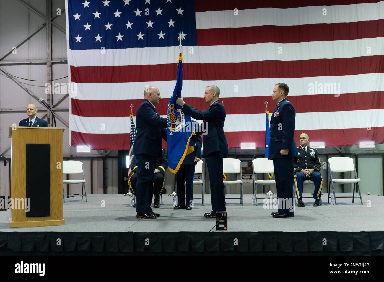 U.S. Air Force Col. Mark Morrell, center, outgoing commander, 114th ...