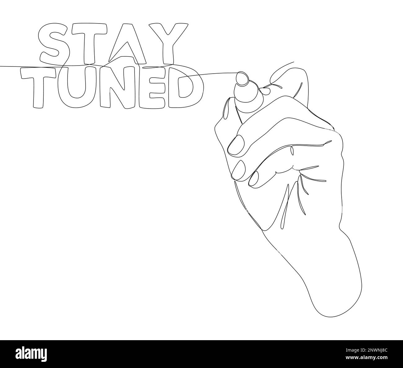 One continuous line of Stay Tuned words. Thin Line Illustration vector ...