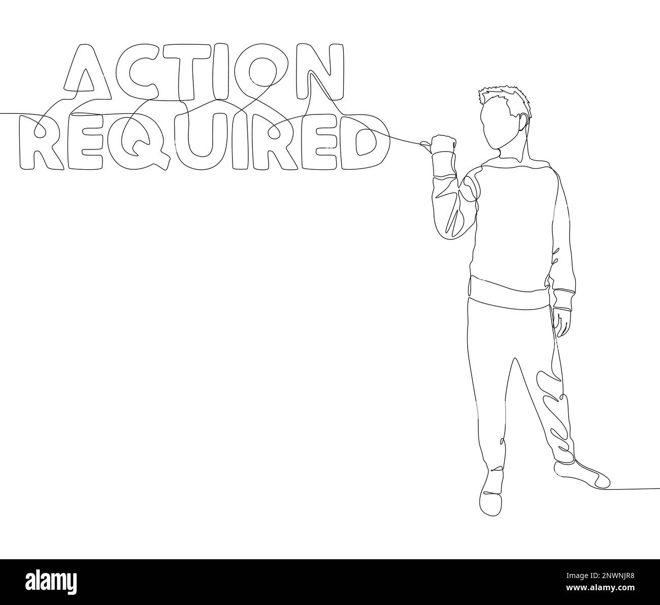 One continuous line of Action Required. Thin Line Illustration vector ...