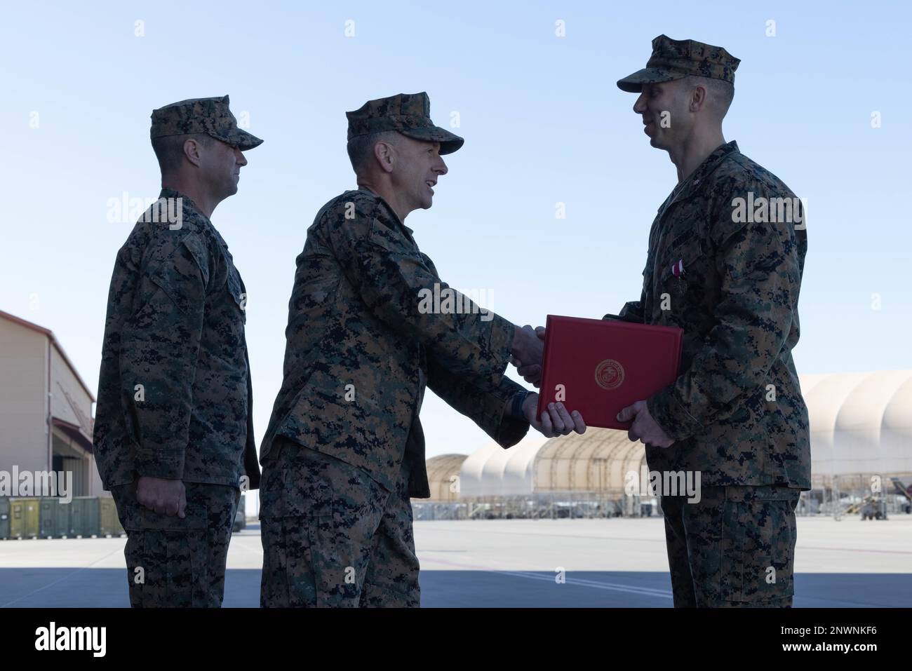 U.S. Marine Corps Col. Chad Vaughn, center, commanding officer, Marine ...