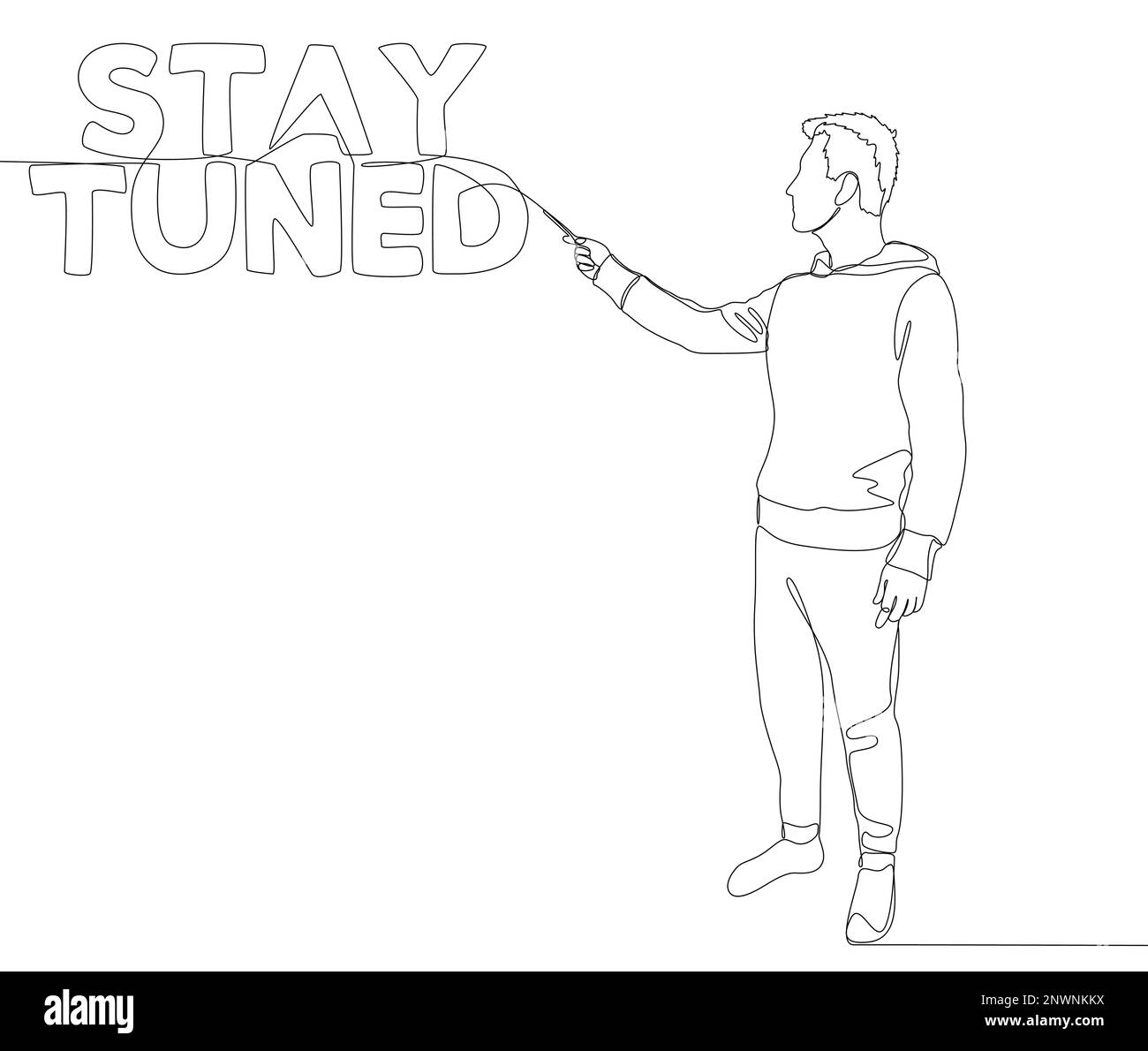 One continuous line of Stay Tuned words. Thin Line Illustration vector ...