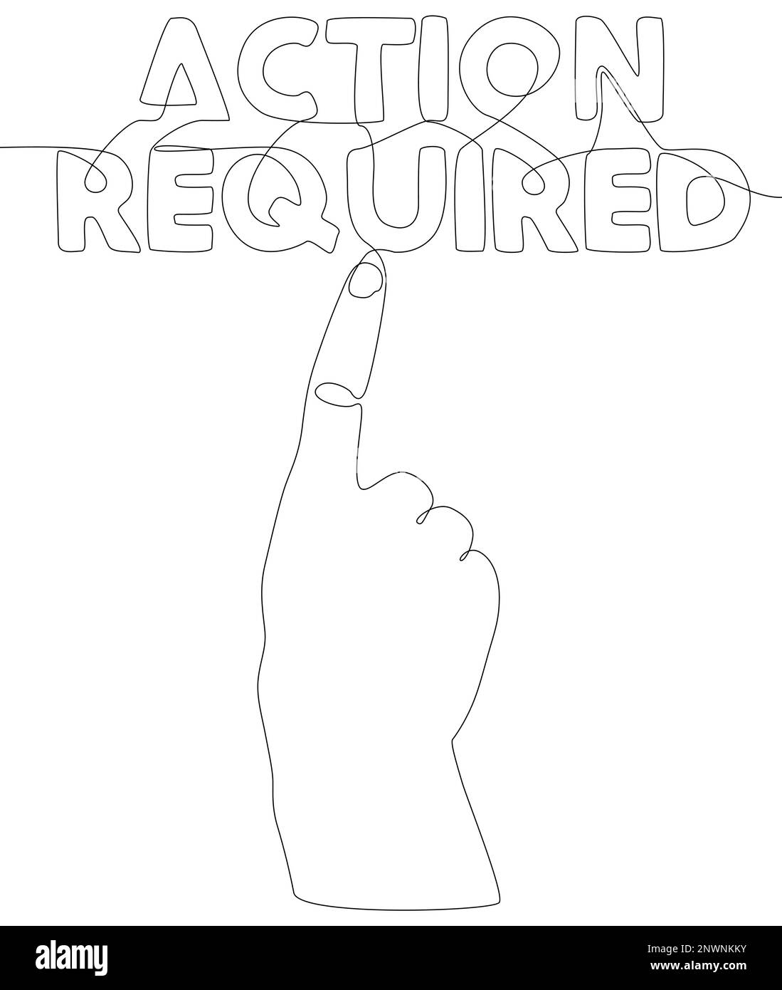 One continuous line of Action Required. Thin Line Illustration vector ...