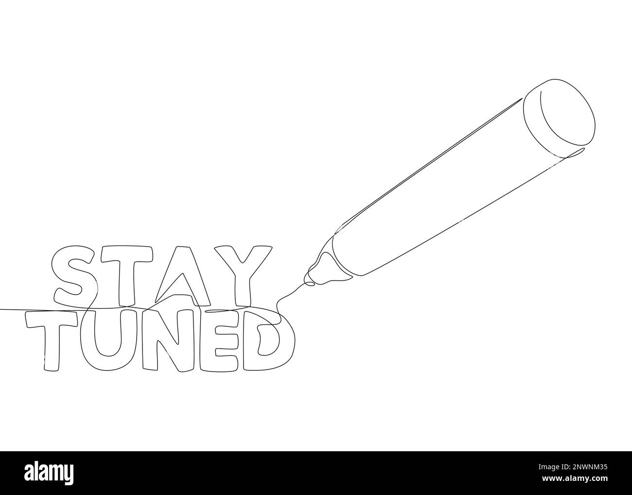 One continuous line of Stay Tuned words. Thin Line Illustration vector ...