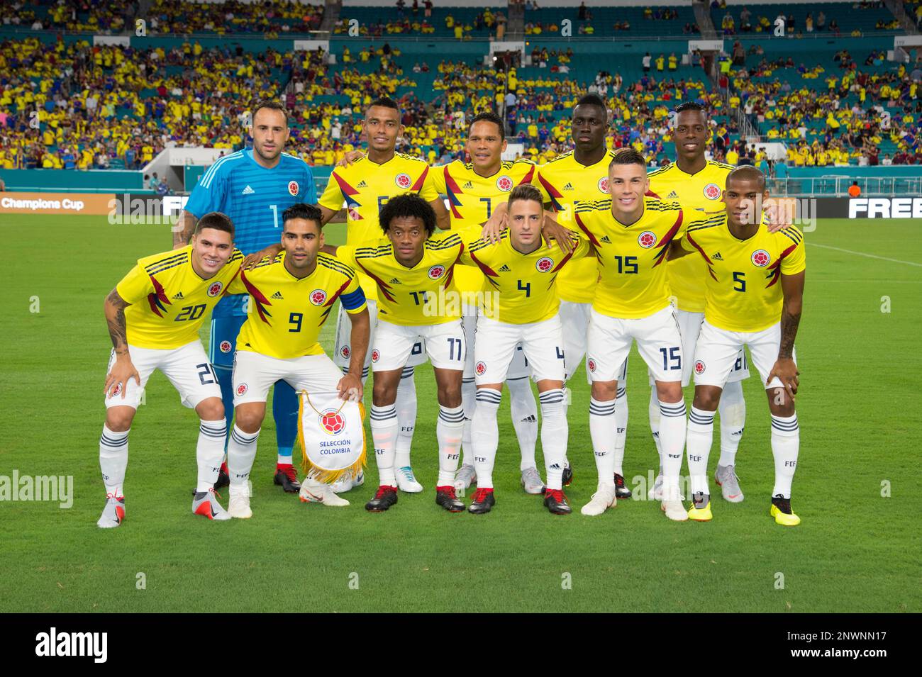MIAMI GARDENS, FL - SEPTEMBER 07: The Columbian team poses during an ...