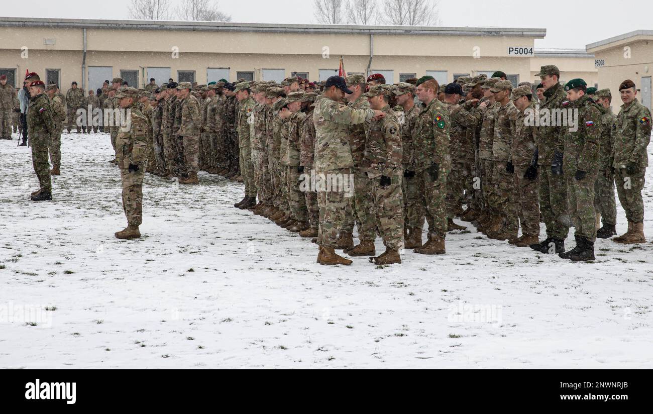 Soldiers assigned to the 2nd Brigade Combat Team, 101st Airborne Division (Air Assault) and NATO ...