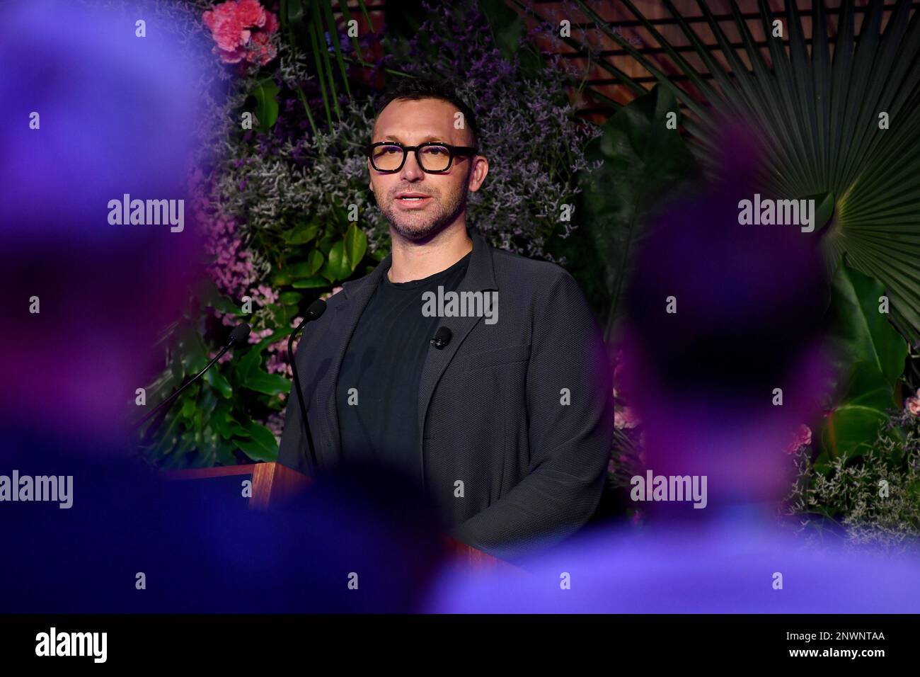 Olympic Champion Ian Thorpe speaks to attendees during a Sydney ...