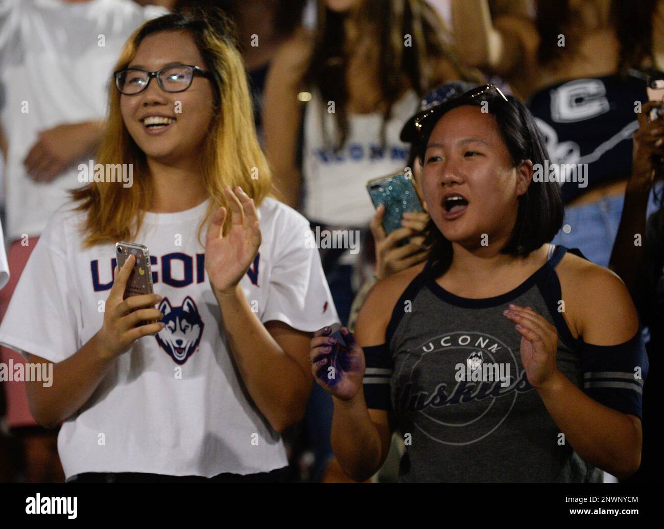 EAST HARTFORD, CT - AUGUST 30: UConn Huskies Fans cheered the team on ...