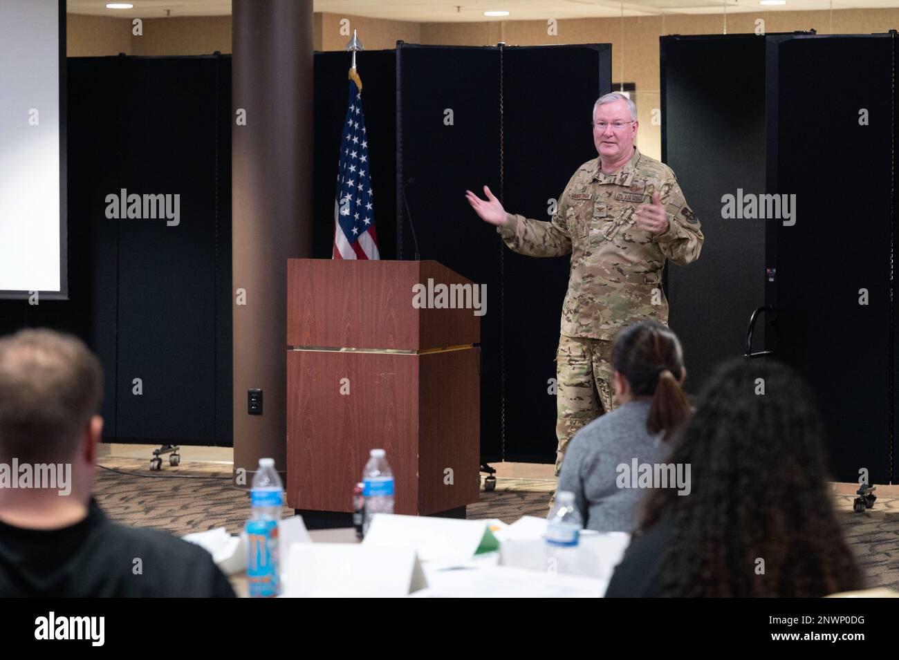 Col. Jeff Van Dootingh, 910th Airlift Wing commander, offers a senior ...