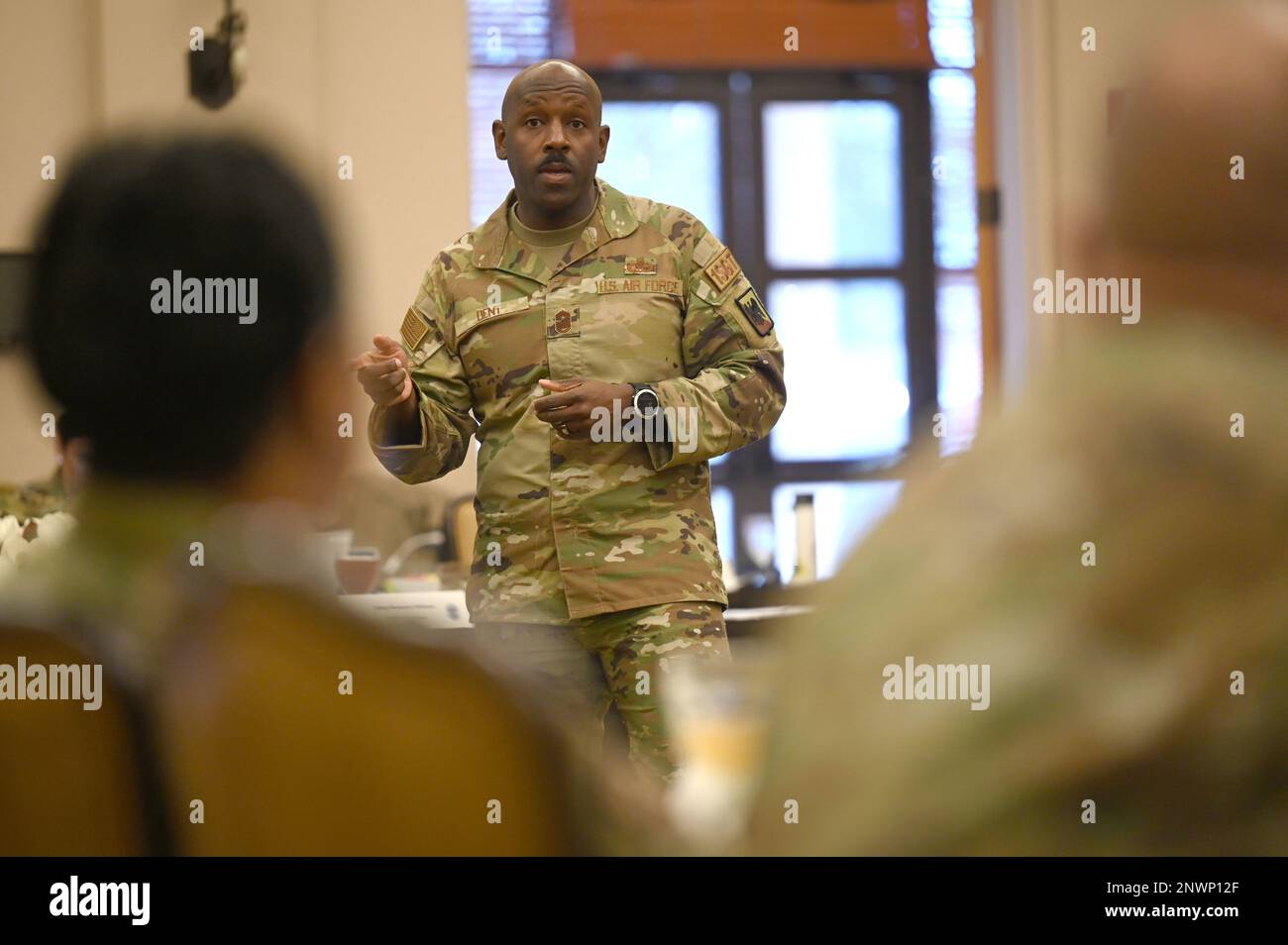 U.S. Air Force Chief Master Sgt. Aaron Dent, command first sergeant ...