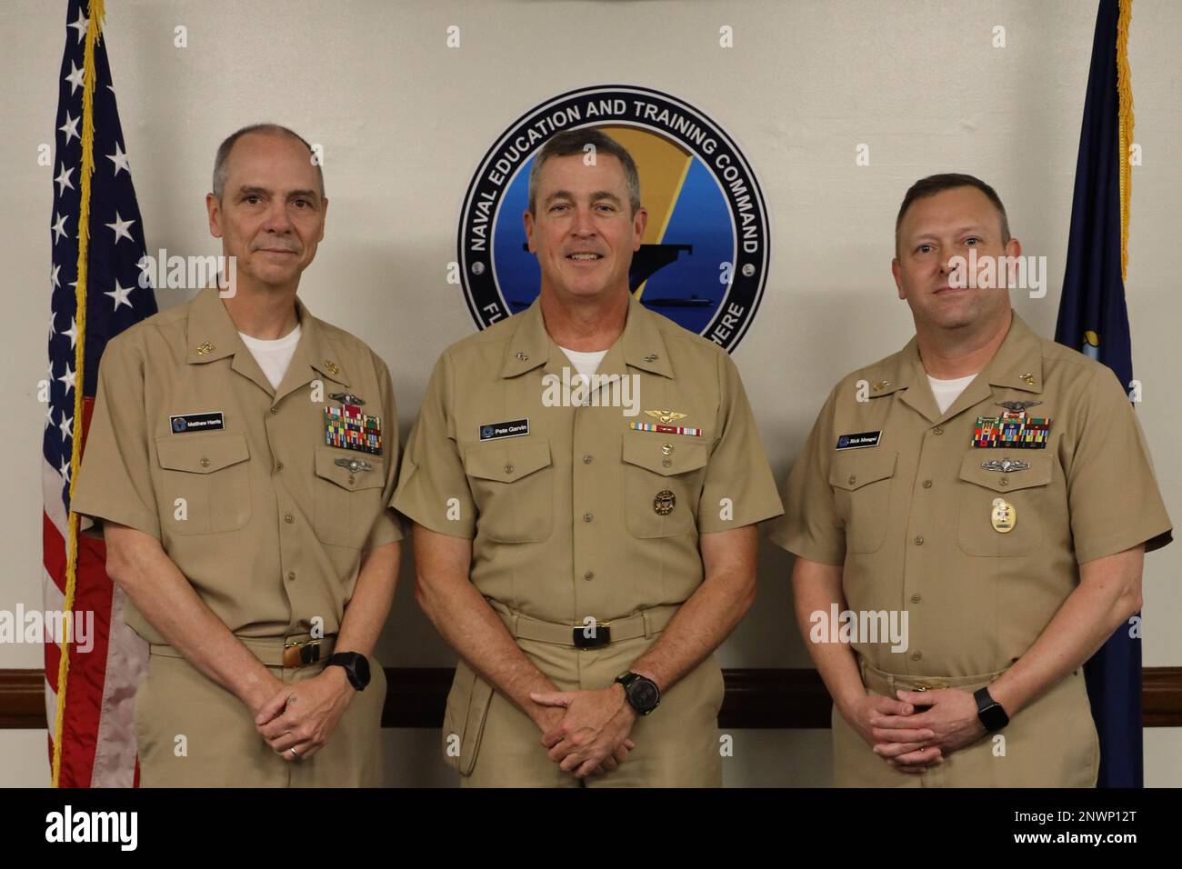 Rear Adm. Pete Garvin, center, commander, Naval Education and Training ...