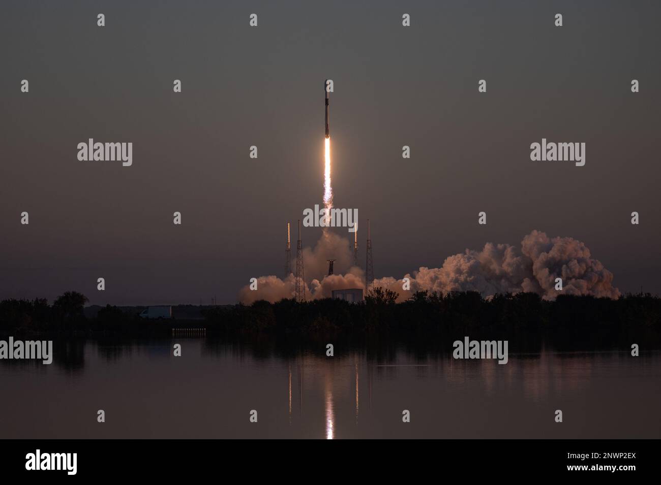 A SpaceX Falcon 9 rocket carrying the GPS III SV06 payload launches ...