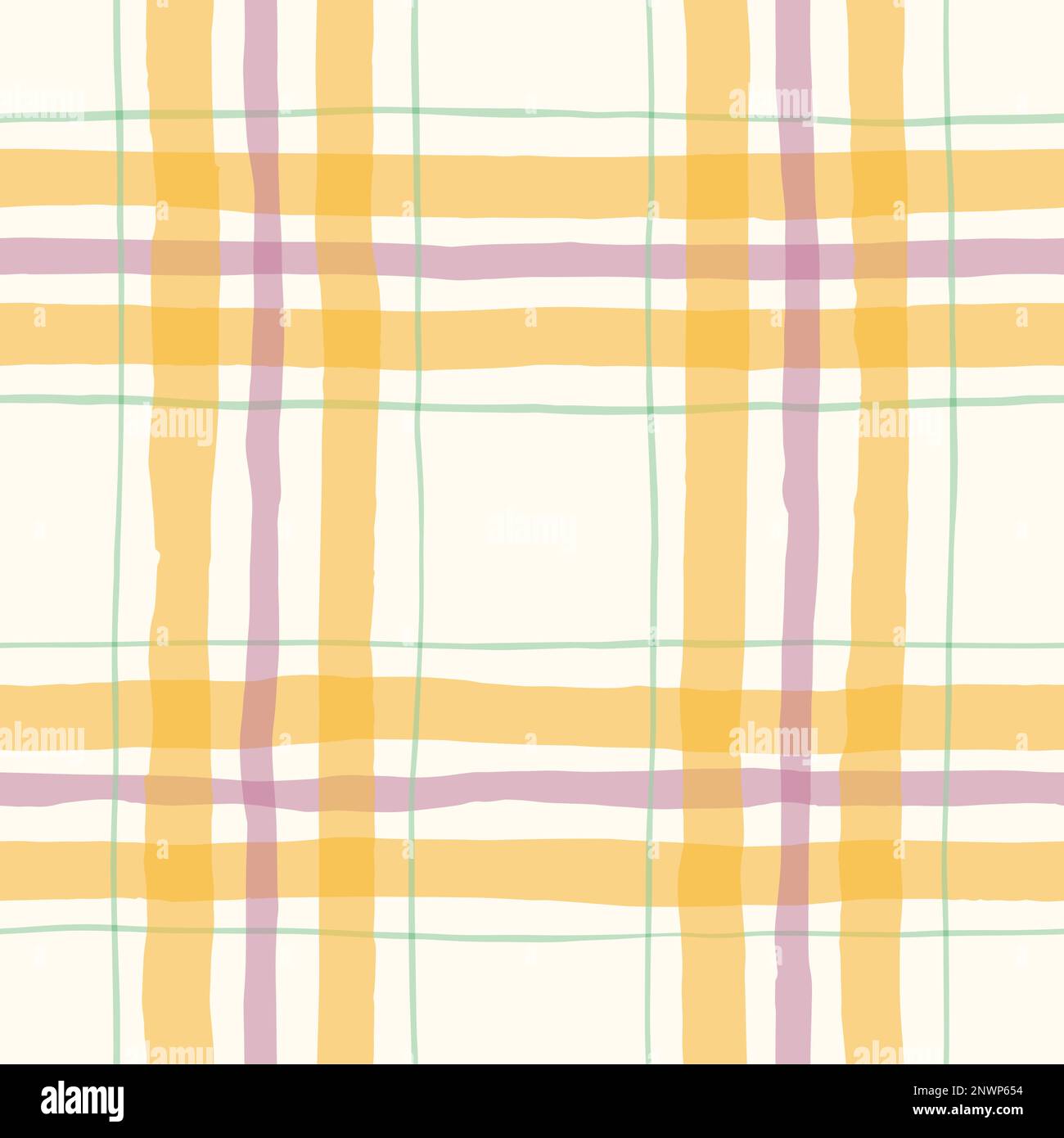 Watercolor Hand-Drawn Cottagecore Plaid Vector Seamless Pattern Stock ...