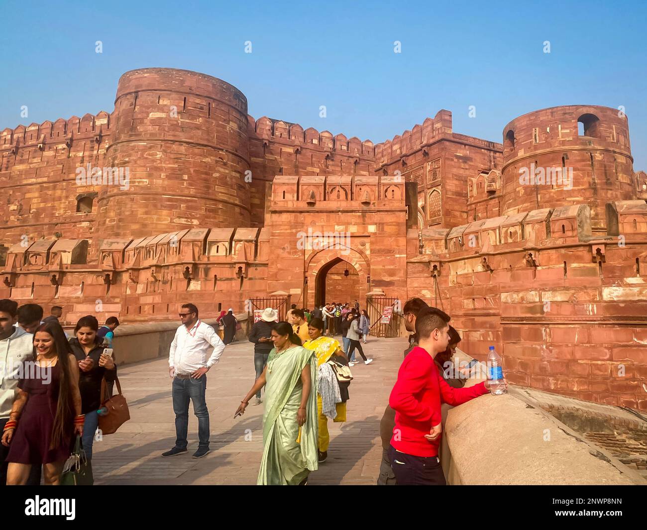 Agra, Uttar Pradesh, India - 12.15.2022: The famous red fort in the ...