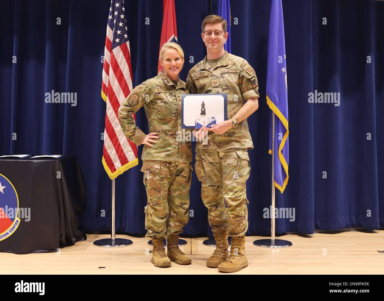 U.S. Air Force Tech Sgt. Treven Cannon receives the TEC & ANGRC NCO ...