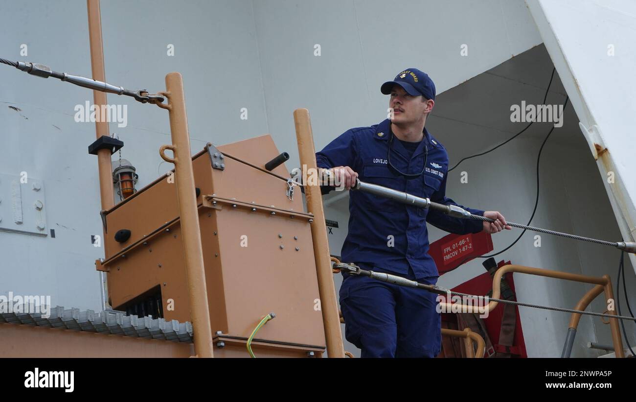 U.S. Coast Guard Petty Officer 1st Class Edward Lovejoy, a crew member ...
