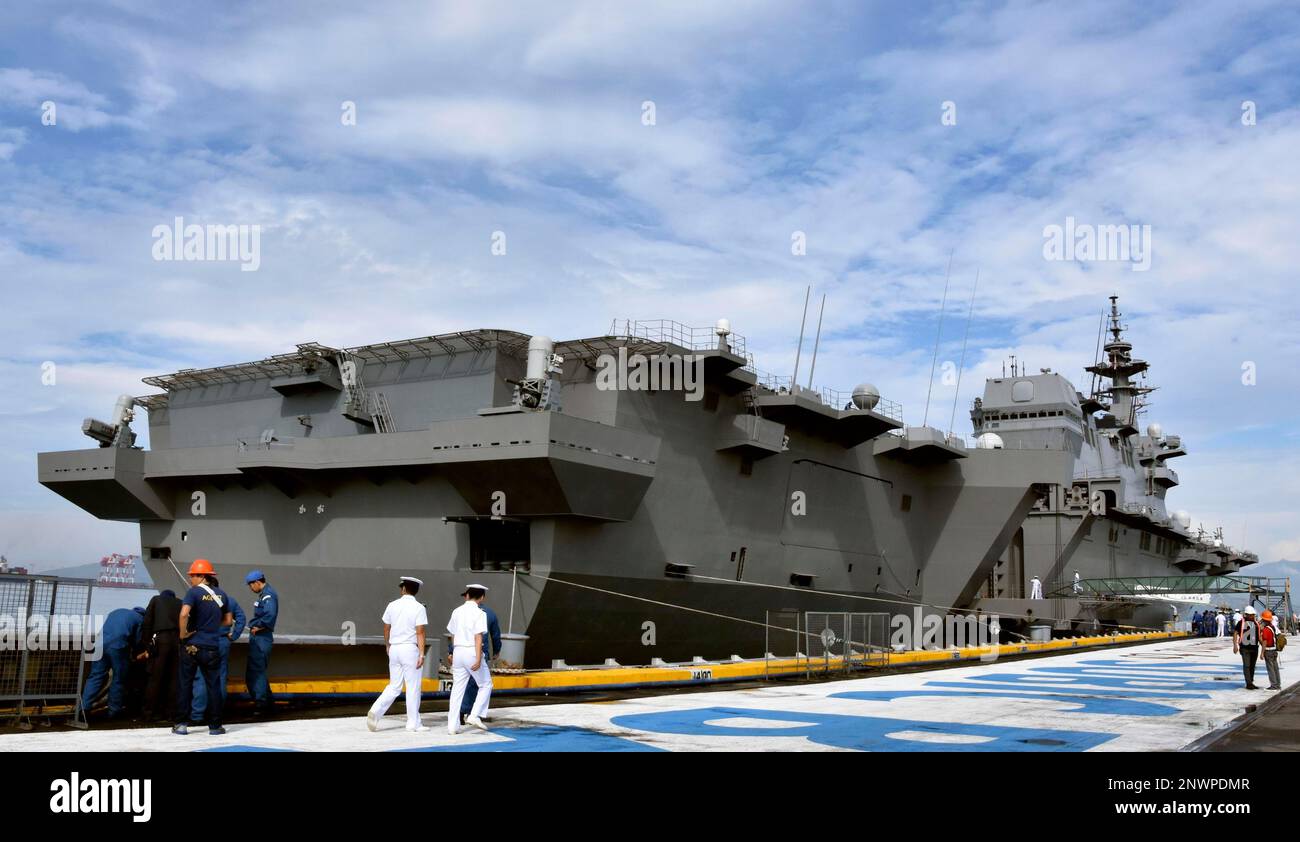 In the Sept. 1, 2018 photo, Japan's helicopter carrier J JS Kaga stops ...