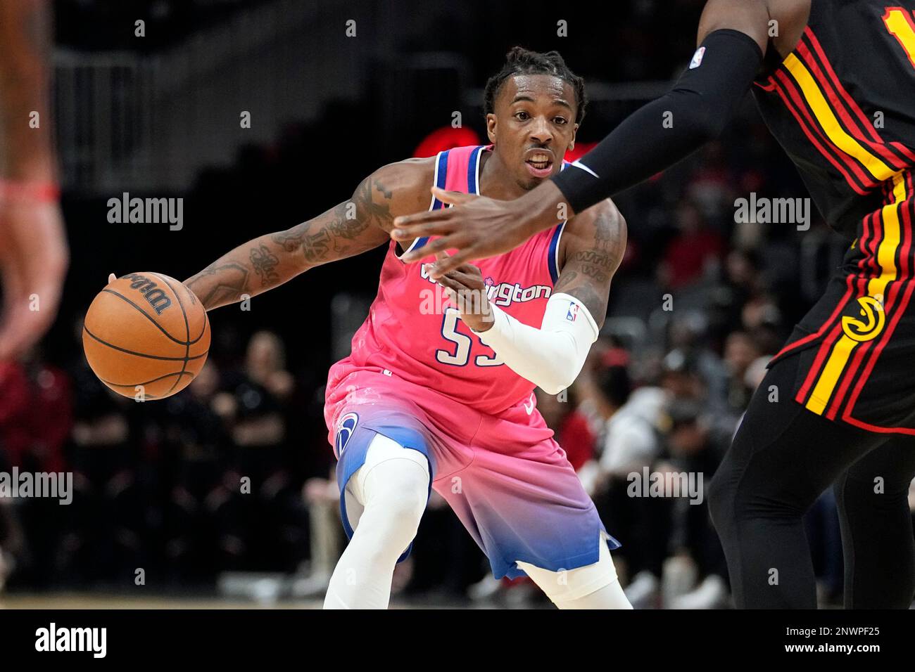 Washington Wizards guard Delon Wright (55) is shown against the Atlanta ...