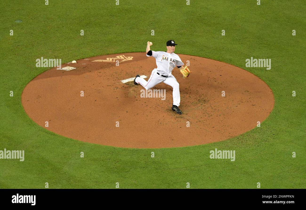Miami Marlins pitcher Jeff Brigham (43) delivers a pitch in the second ...