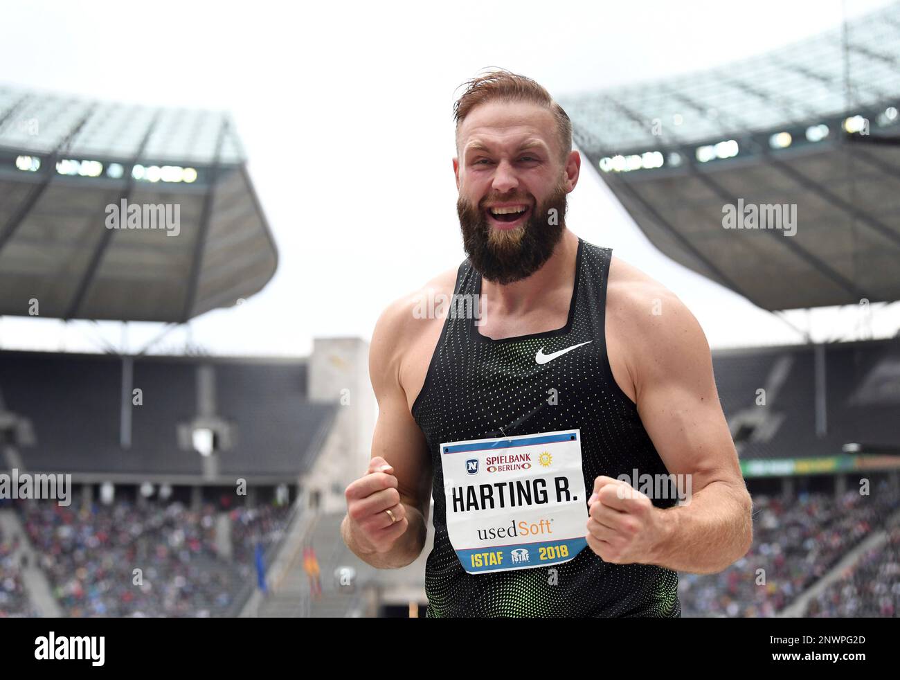 Olympic champion and multiple world champion Robert Harting celebrates ...