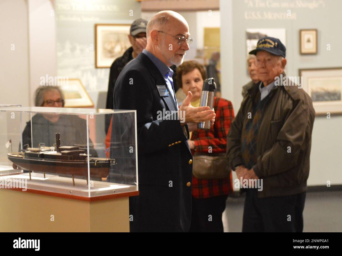 Rick Brown, a Volunteer Docent at the Hampton Roads Naval Museum, leads ...