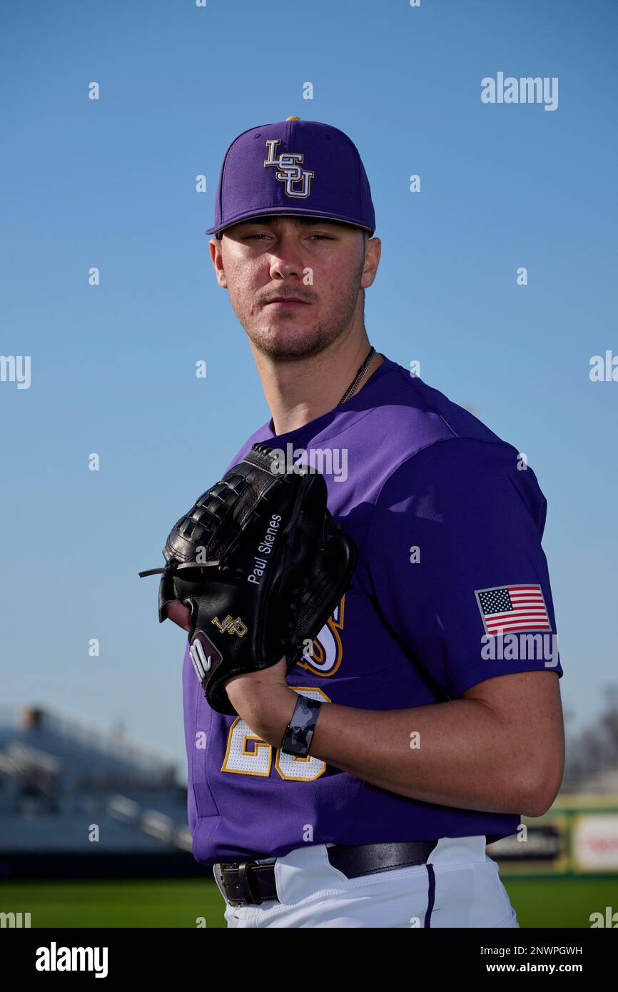 LSU Tigers pitcher Paul Skenes (20) poses for a photo on January 12 ...