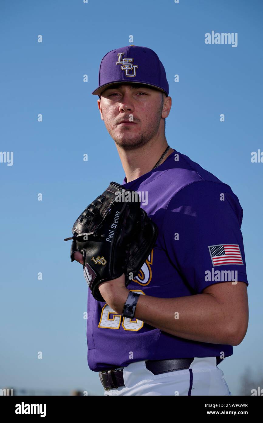 LSU Tigers pitcher Paul Skenes (20) poses for a photo on January 12 ...
