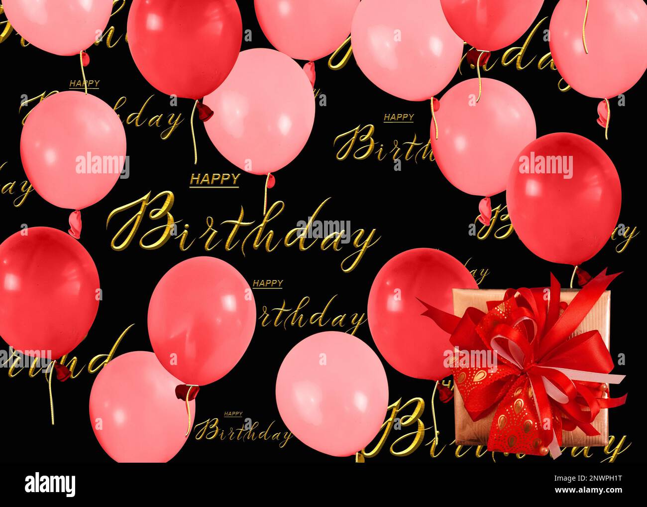 happy birthday card with balloons Stock Photo - Alamy