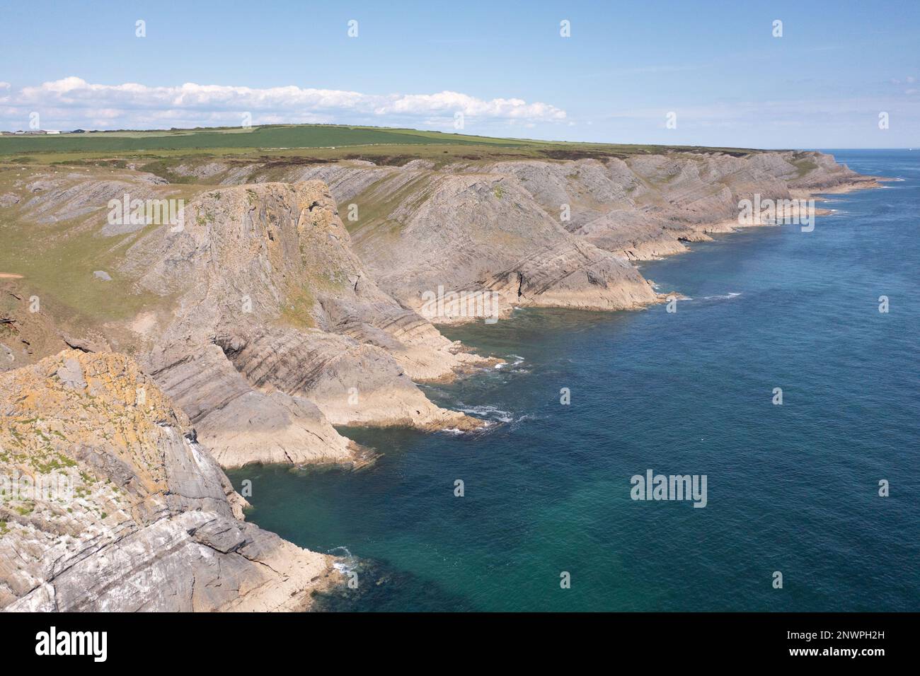 Gower limestone cliffs, Wales Stock Photo - Alamy