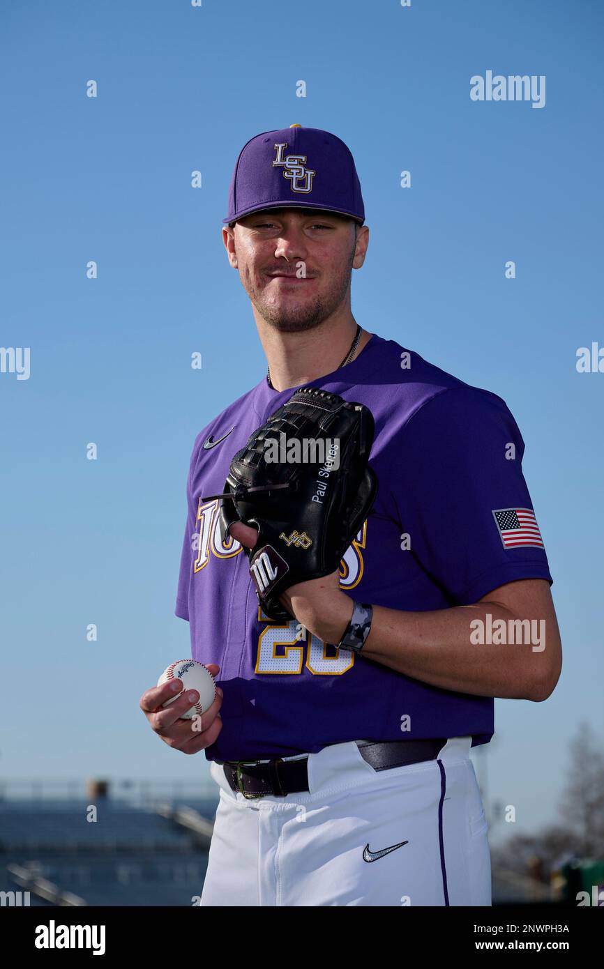LSU Tigers pitcher Paul Skenes (20) poses for a photo on January 12 ...
