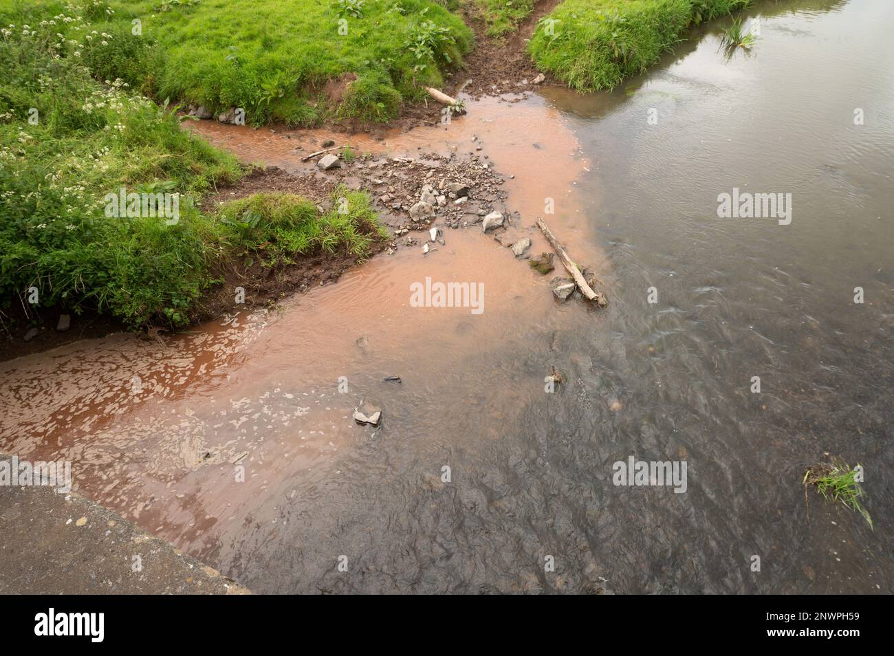 Silt flowing into a river Stock Photo - Alamy
