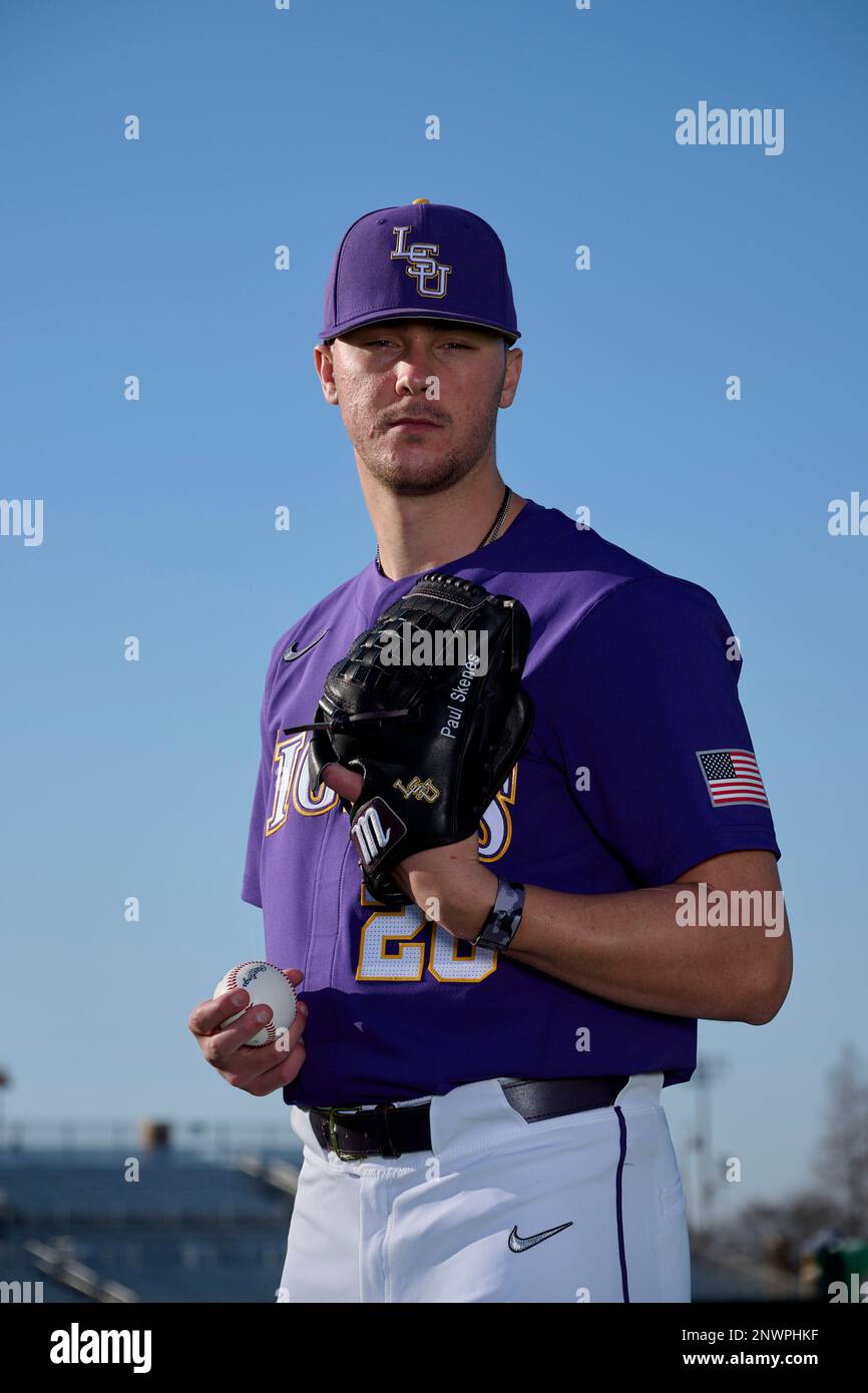 LSU Tigers pitcher Paul Skenes (20) poses for a photo on January 12 ...