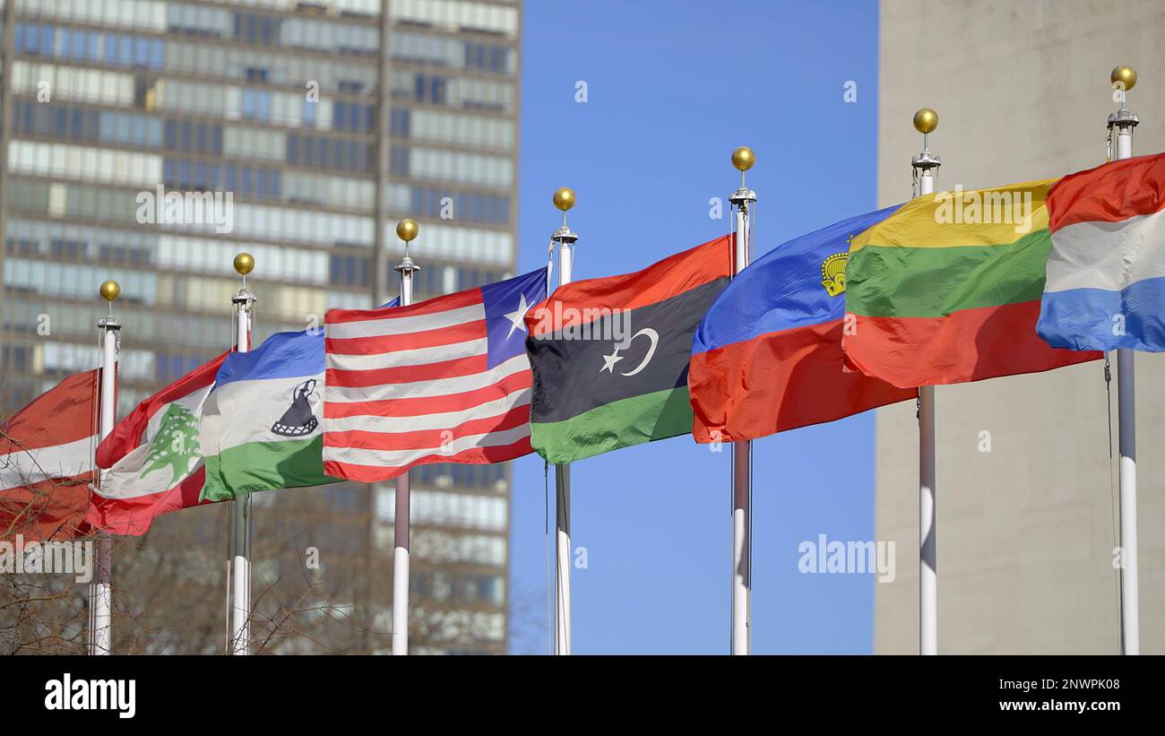 Flags of different nations at United Nations Plaza in New York - NEW ...