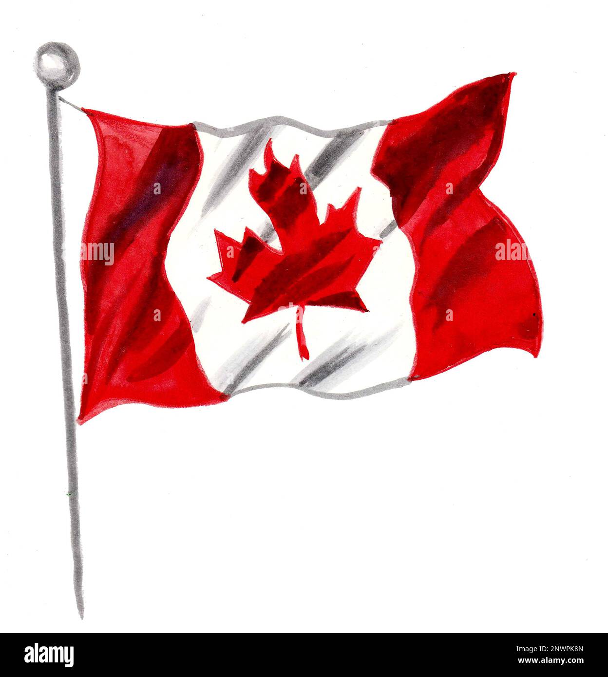 Canadian Flag Waving Drawing
