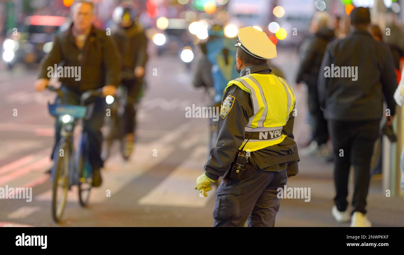 NYPD Traffic officer at Times Square - NEW YORK CITY, USA - FEBRUARY 14 ...