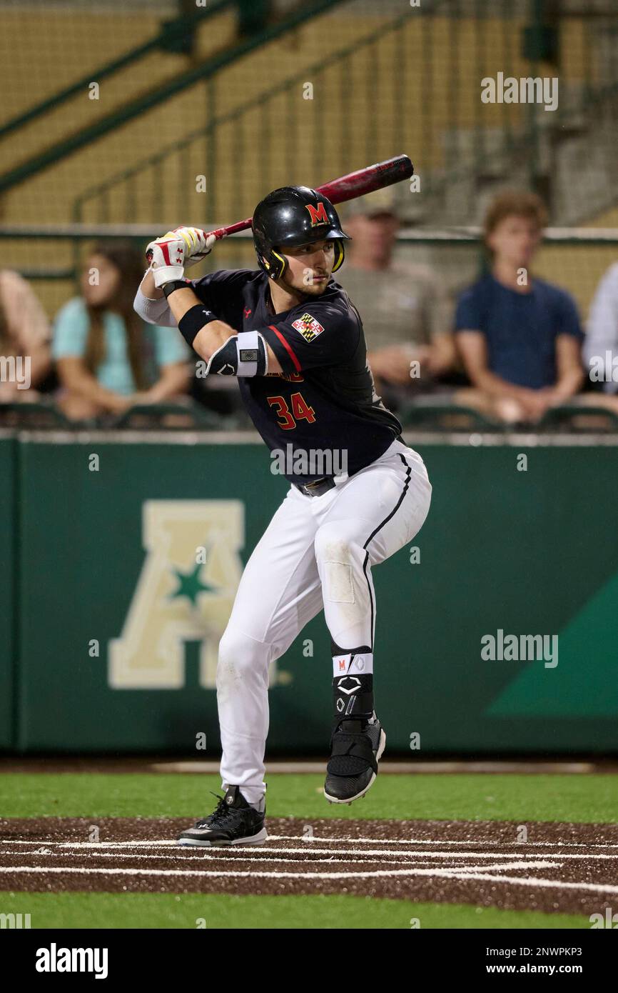 Maryland Terrapins Nick Lorusso (34) bats during an NCAA baseball game ...