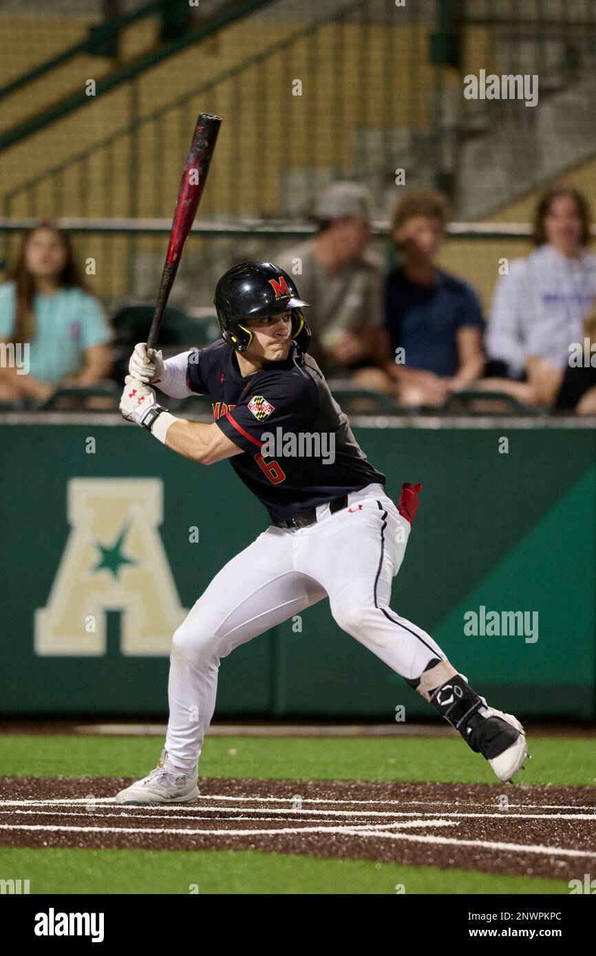 Maryland Terrapins Matt Shaw (6) bats during an NCAA baseball game ...