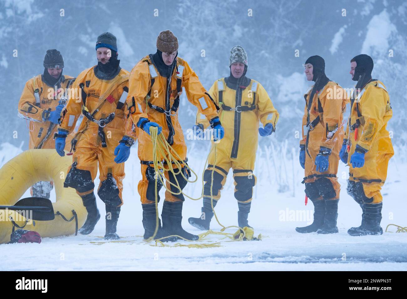 U.S. Air Force fire protection specialists assigned to the 673d Civil ...