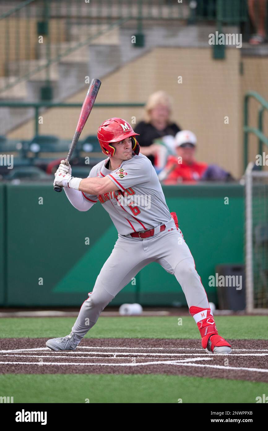 Maryland Terrapins Matt Shaw (6) bats during an NCAA baseball game ...