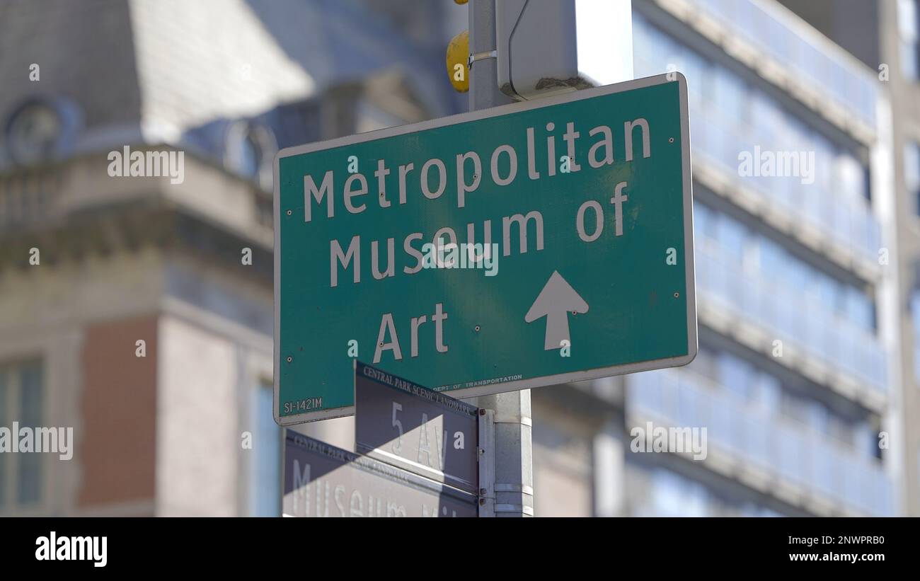 Direction sign to Metropolitan Museum in Manhattan - street photography ...